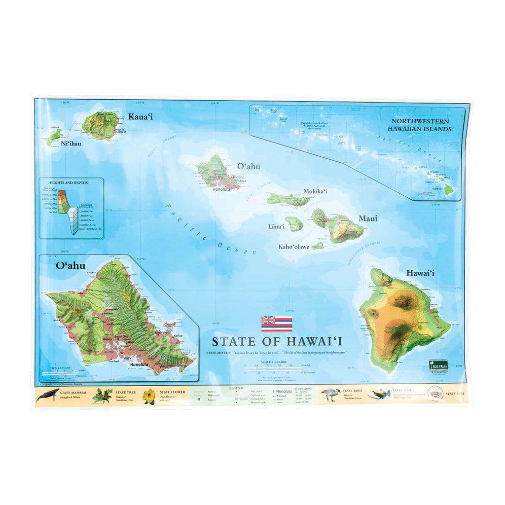 State of Hawaiʻi Wall Map (Flat) – Bess Press