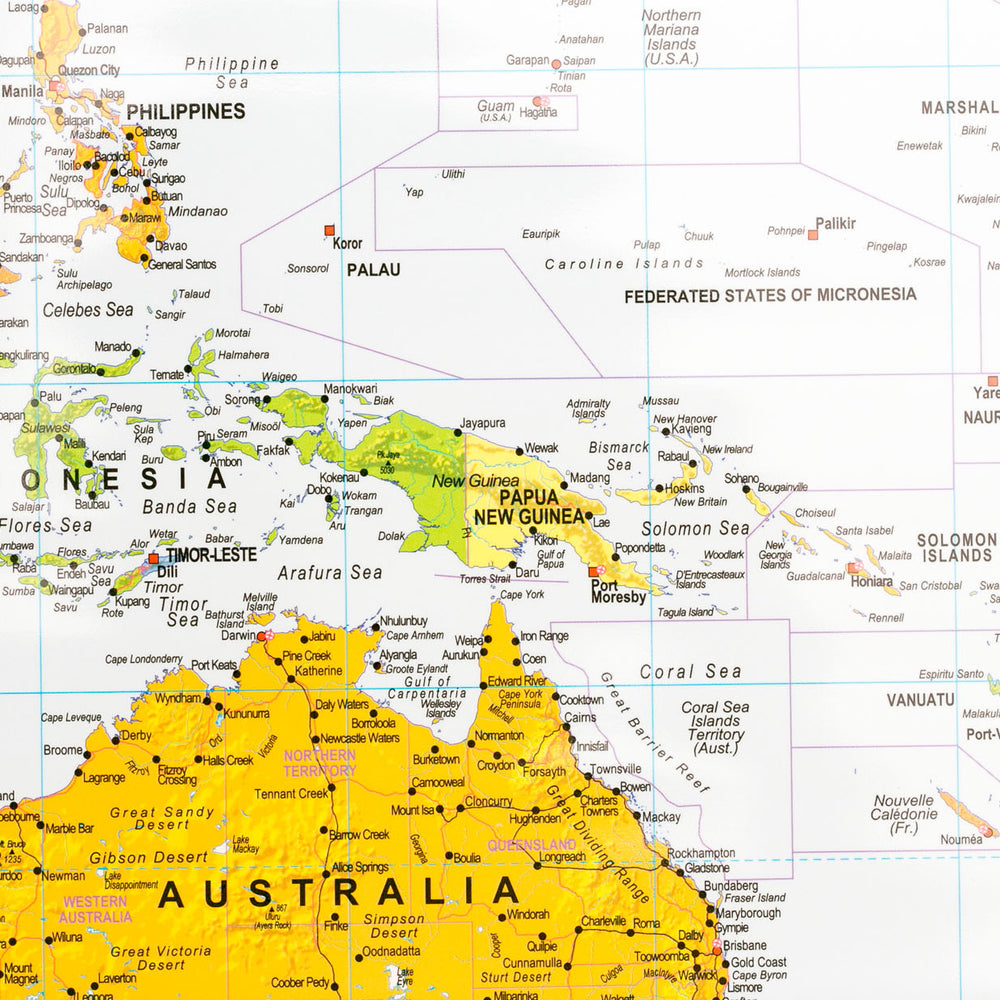Pacific-Centered World Map (Flat) – Bess Press